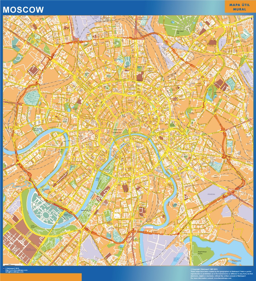 Moscow mapa ścienna | Mapy ścienne