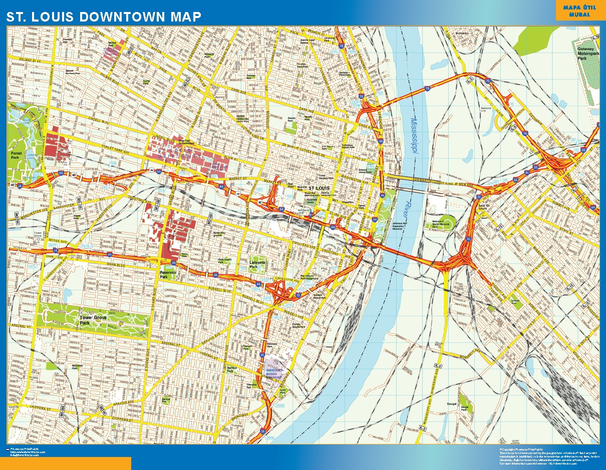 St Louis Śródmieście mapa | Mapy ścienne