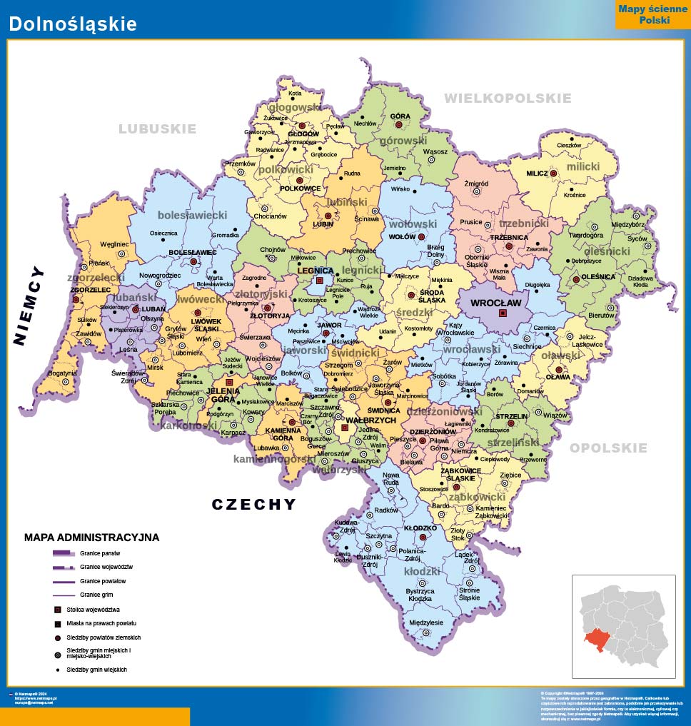 Mapy ścienne Polski z różnymi opcjami wykończenia