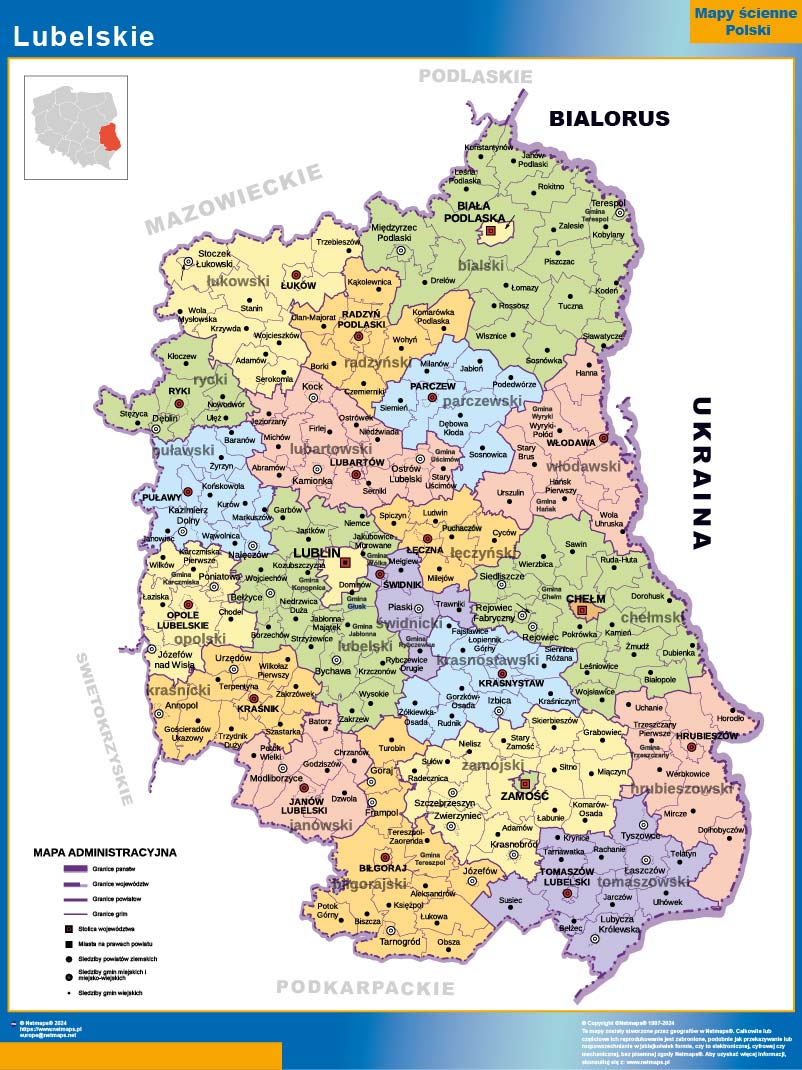 Mapy ścienne Polski z różnymi opcjami wykończenia