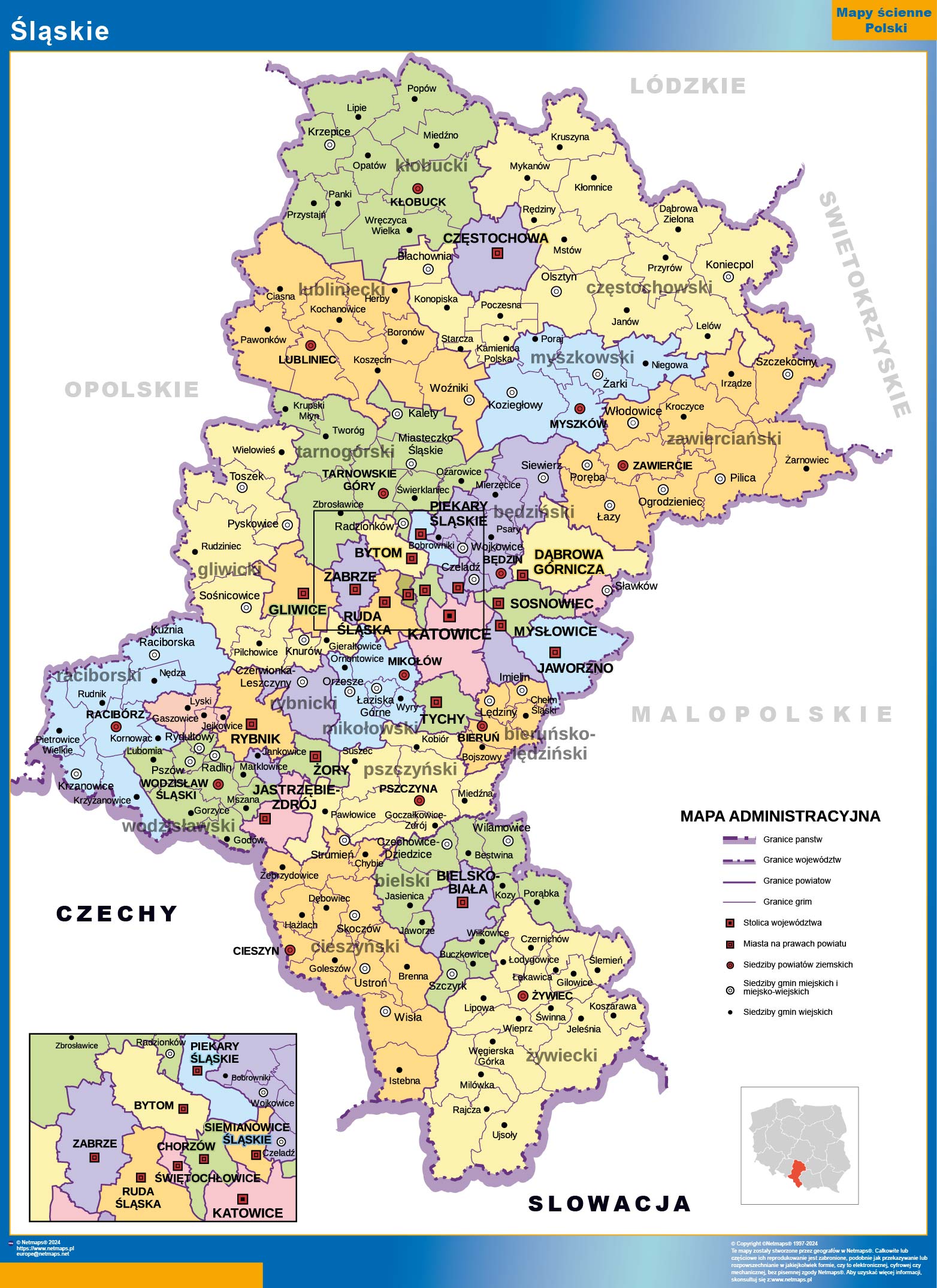 Mapy ścienne Polski z różnymi opcjami wykończenia