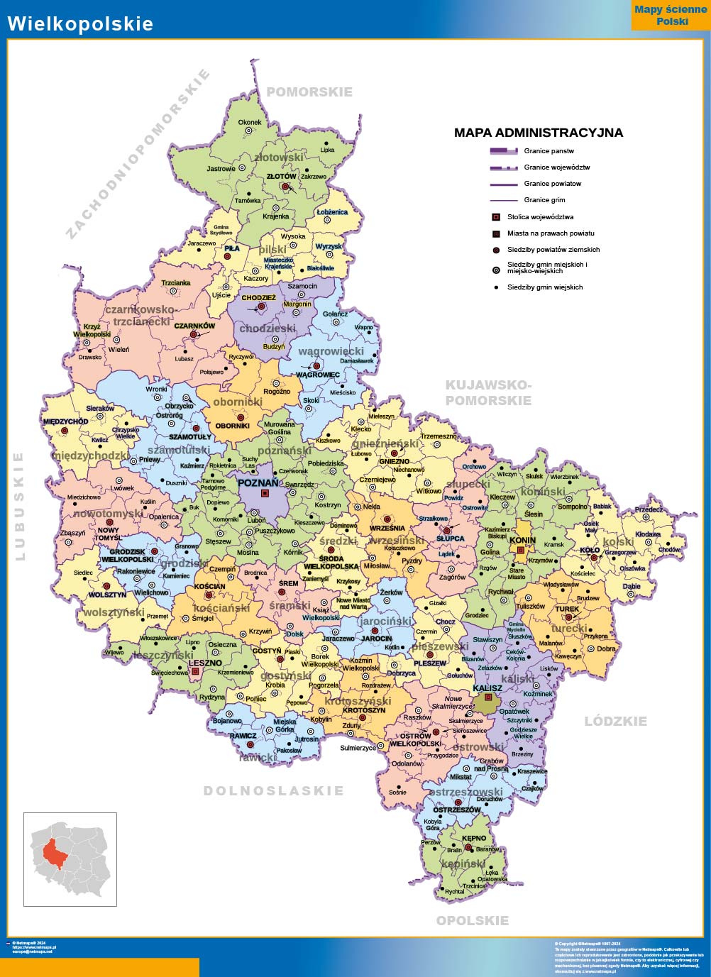 Mapy ścienne Polski z różnymi opcjami wykończenia